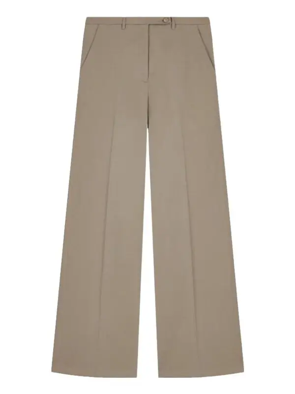 Emporio Armani Flat-front Wide-leg Trousers In Brushed Stretch Cotton - Light Brown