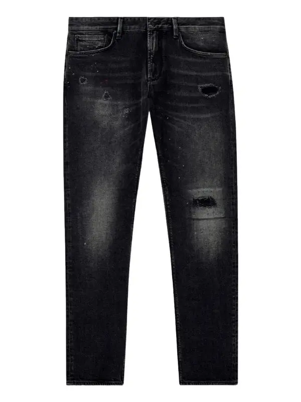 Emporio Armani Slim Fit Distressed Paint Splatter Jeans - Grey