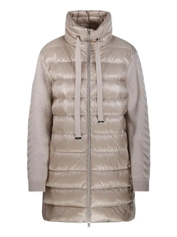 Herno Quilted Panelled Zip-up Coat - Nude