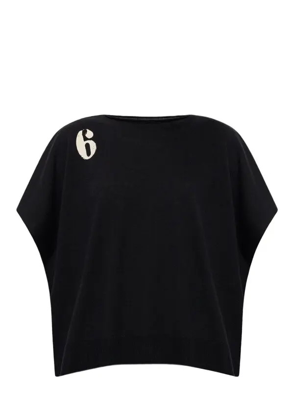 MAISON MARGIELA Oversized Logo Print Top - Black