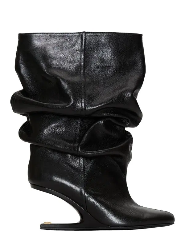 Balmain Textured Leather Ankle Boots - Black