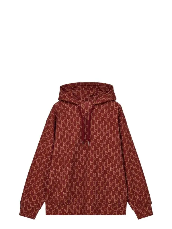 Emporio Armani Oversized Monogrammed Cotton Double Jersey Hoodie - Red