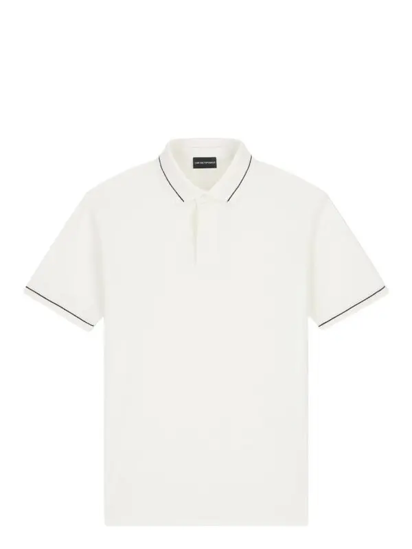 Emporio Armani Contrast-trim Buttoned Polo Shirt - White