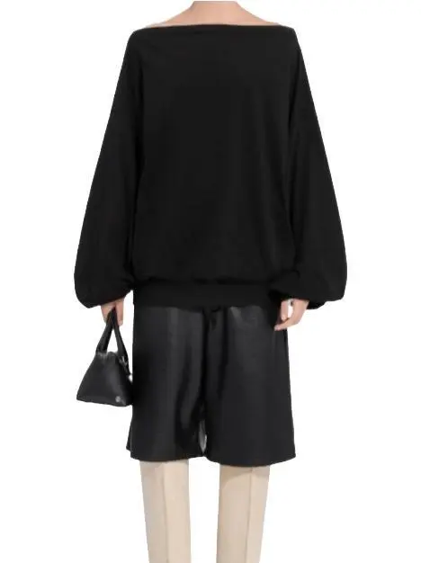 MAISON MARGIELA Oversized Off-shoulder Long Sleeve Top - Black