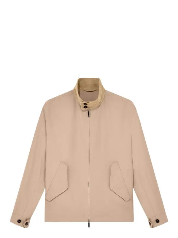 Emporio Armani Corduroy-collar Zip-up Bomber Jacket - Light Brown