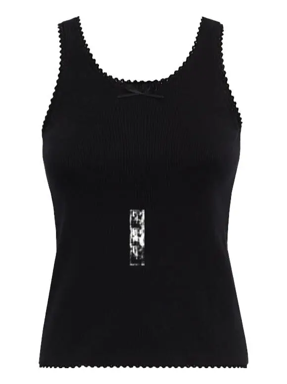 MSGM Fitted Knitted Vest With Front Bow Detail - Black