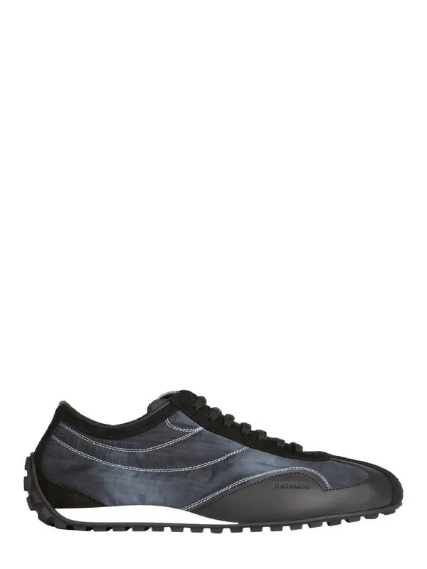 Balmain Racing Low Trainers In Nylon And Leather - Black