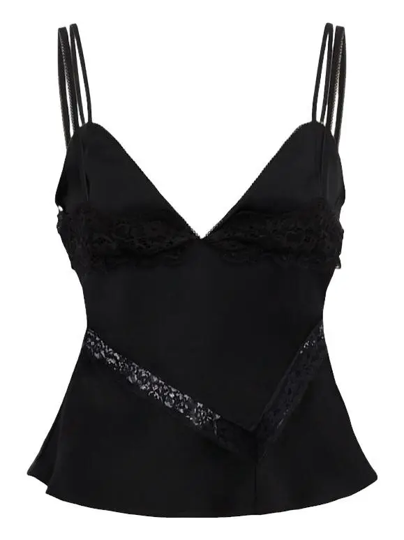 MSGM Lace Satin Camisole - Black