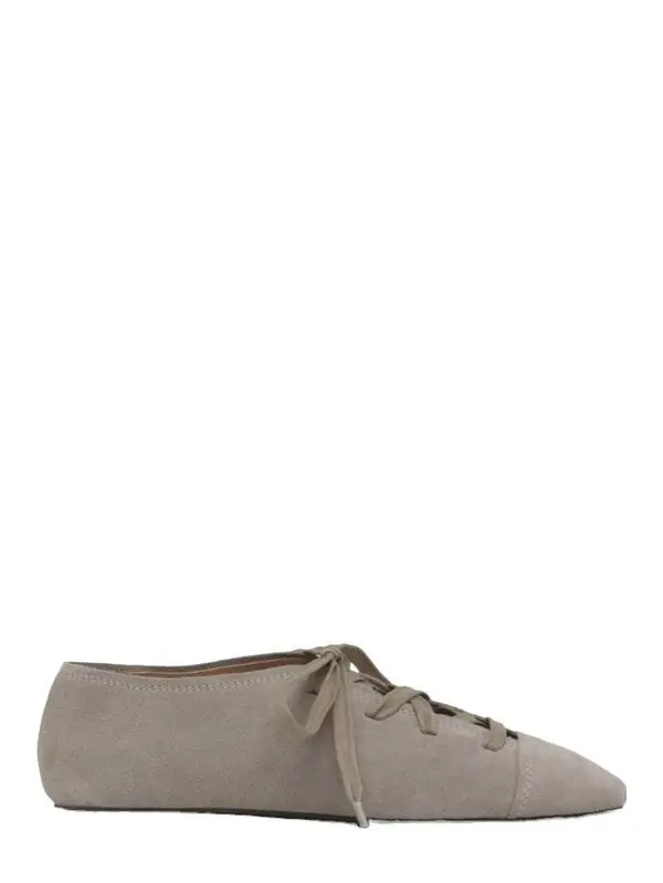 Emporio Armani Suede Lace-up Square-toe Flats - Grey