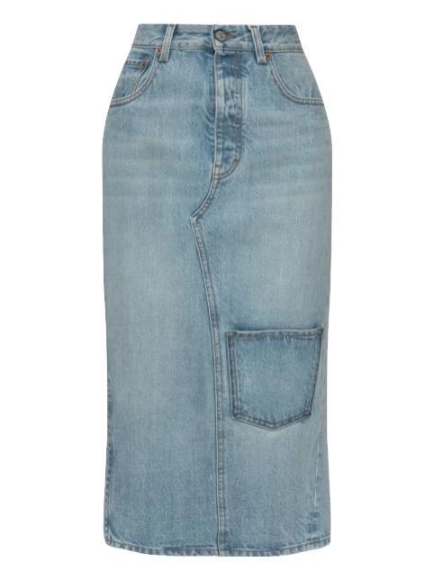 MAISON MARGIELA High-waisted Denim Midi Skirt - Blue