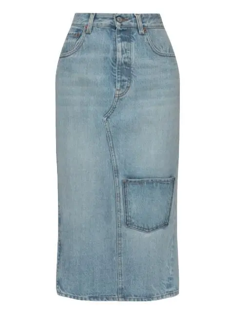 MAISON MARGIELA Logo Patch Denim Skirt - Gray