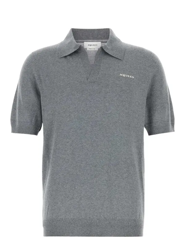 Alexander McQueen Logo-embroidered Short-sleeve Top - Gray