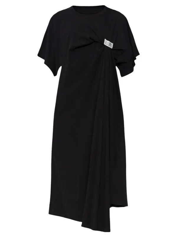 MAISON MARGIELA Gathered Logo-patch Dress - Black
