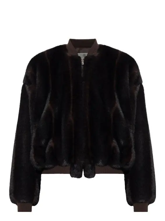 MAISON MARGIELA Furry Bomber Jacket - Brown