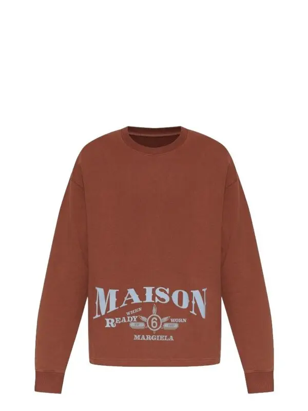 MAISON MARGIELA Crewneck Sweatshirt With Logo Print - Brown