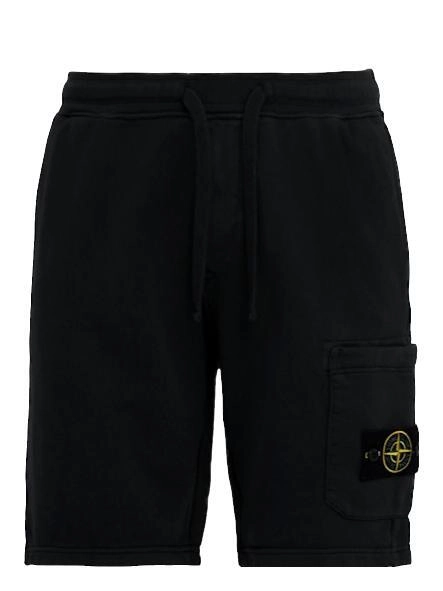 Stone Island Logo Cotton Sweat Shorts - Black