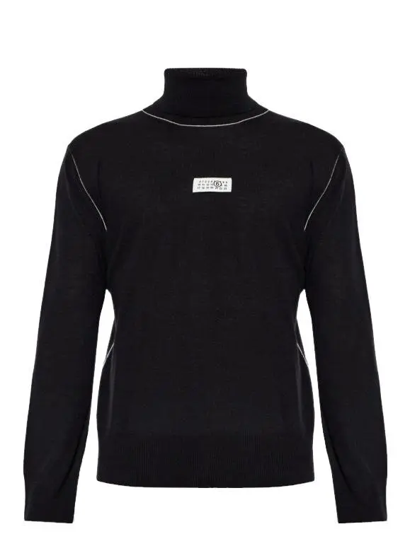 MAISON MARGIELA Logo Patch Turtleneck Jumper - Black