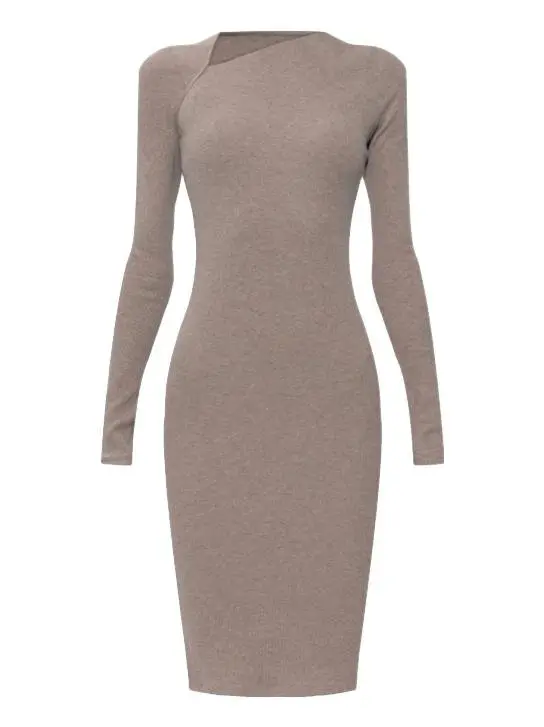 MAISON MARGIELA Asymmetrical Neckline Long Sleeve Dress - Gray