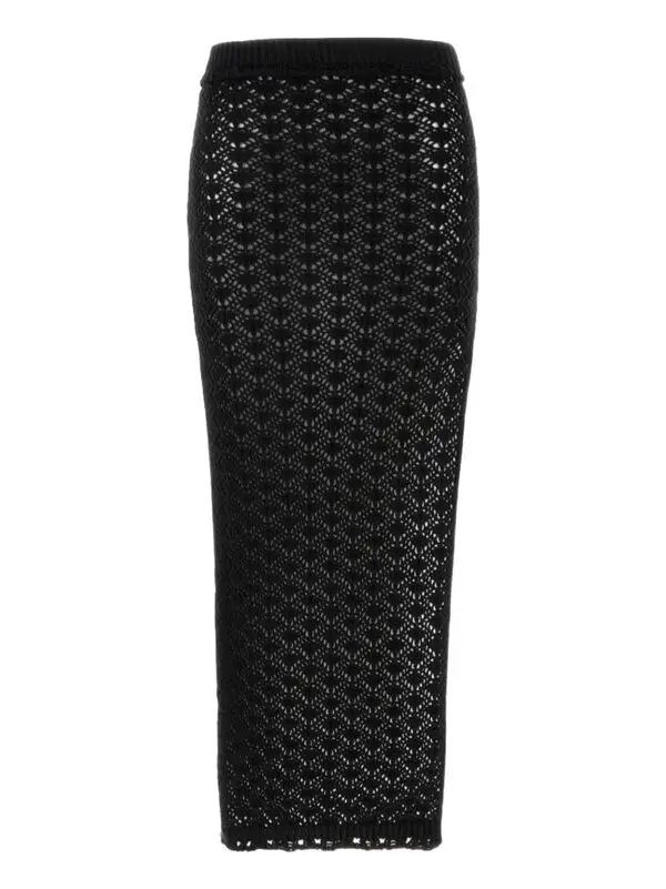 Blumarine Openwork Knitted Midi Skirt - Black