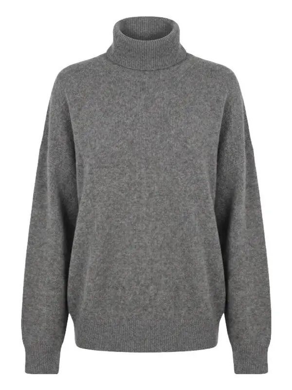Brunello Cucinelli Long-sleeved Knitwear With High Neck - Gray