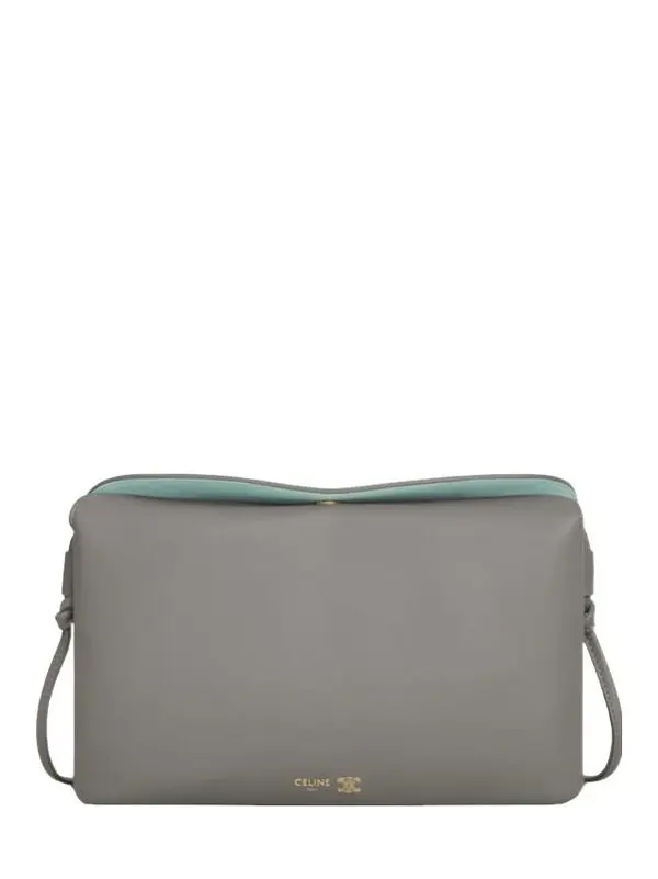 Celine Trio Flap Bag In Smooth Lambskin - Light Graphite