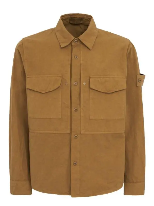 Stone Island Cotton And Linen Shirt - Brown