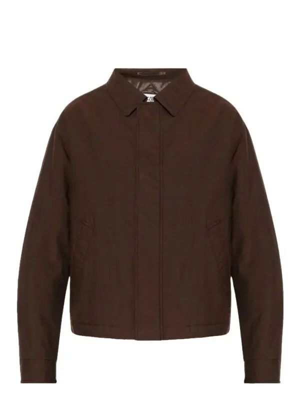 MAISON MARGIELA Logo-embroidered Collared Jacket - Brown