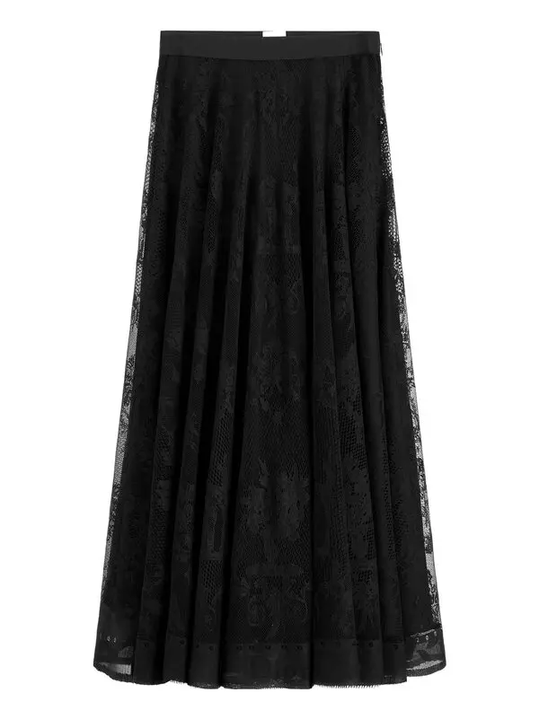 Dior Mid-length Flared Lace Skirt - Black