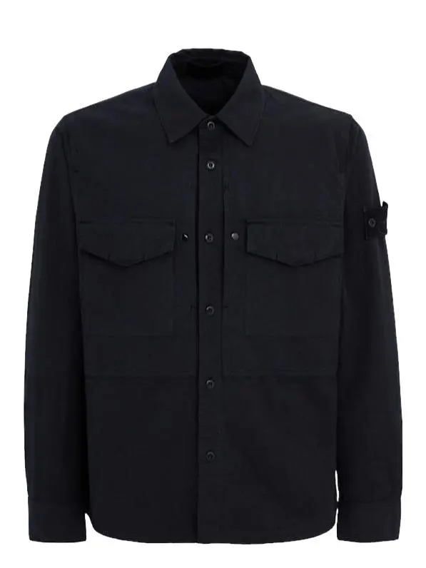 Stone Island Cotton And Linen Shirt - Black
