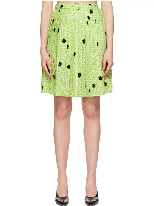 MAISON MARGIELA Floral Print Pleated Skirt - Green