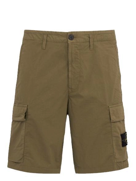 Stone Island Logo Cotton Regular Cargo Shorts - Green