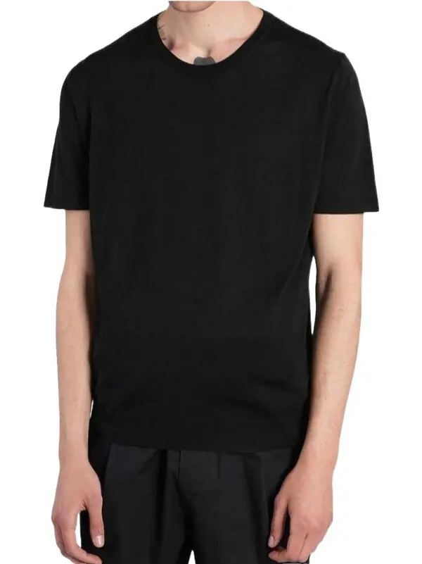 ROBERTO COLLINA Short-sleeved Knitted Top - Black