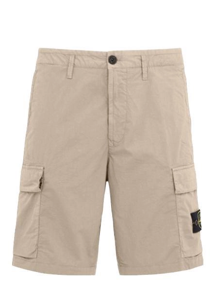 Stone Island Cotton Cargo Shorts With Logo Detail - Nude