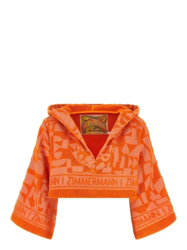 Zimmermann Solstice Towelling Hooded Top - Orange
