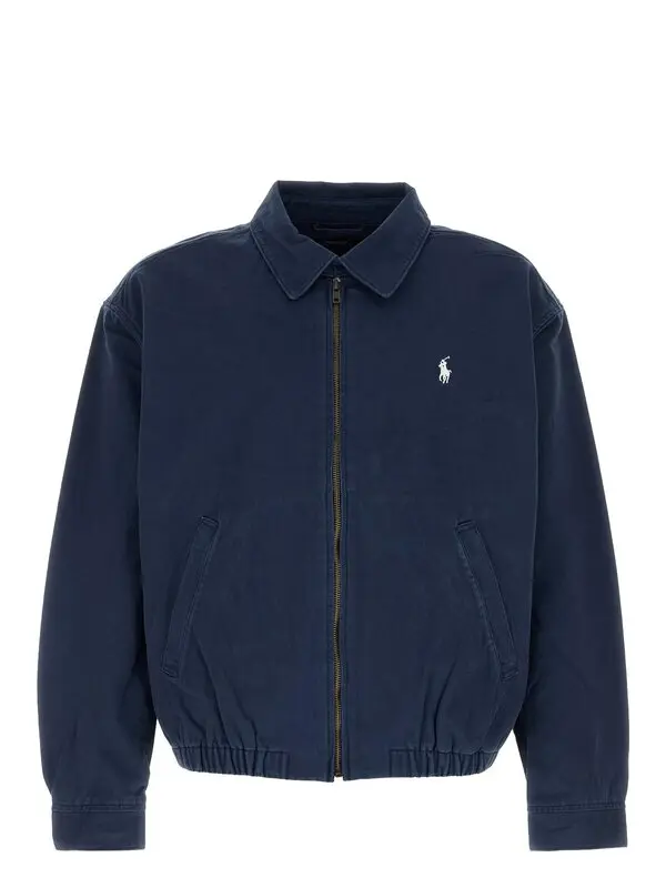 Polo Ralph Lauren Cotton Twill Bomber Jacket With Embroidered Logo - Blue
