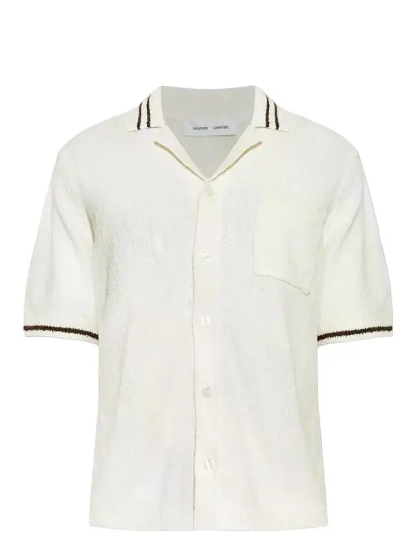 SAMSOE SAMSOE Sapedro Striped-trim Bouclé Shirt - Neutrals