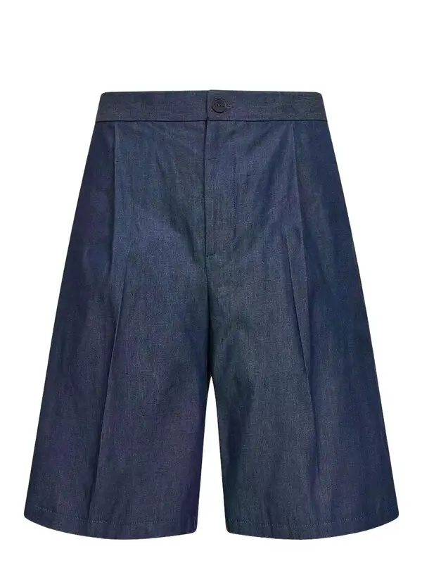 HEVO Pleated Cotton Shorts - Blue