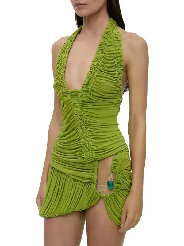 Christopher Esber Ruched Halterneck Mini Dress - Green