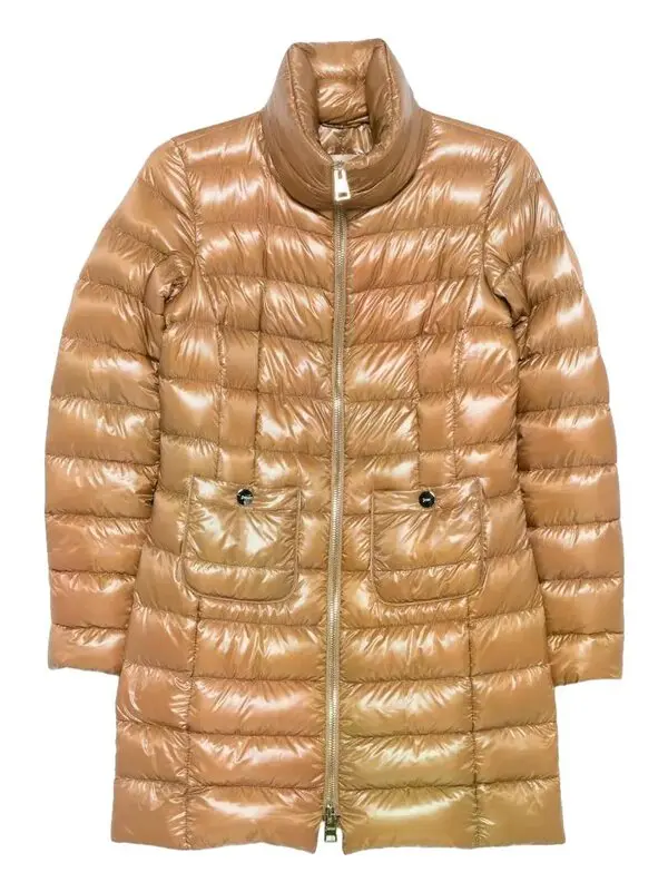 Herno Quilted High-neck Zip-up Coat - Brown