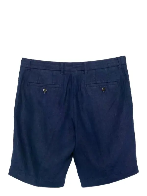 HACKETT LONDON Slub Texture Drawstring Waist Shorts - Blue