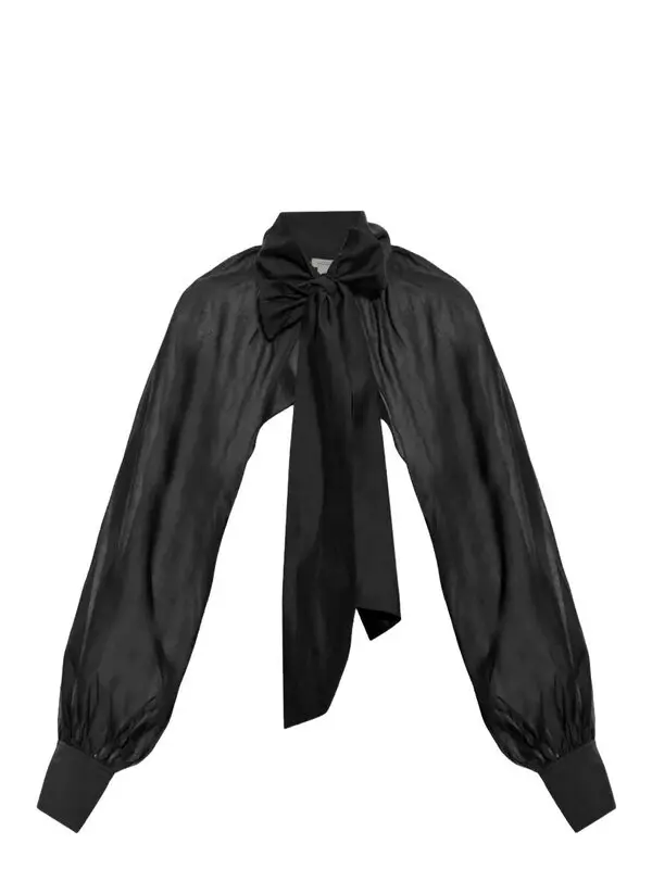 BY MALENE BIRGER Sheer Bow Blouse - Black