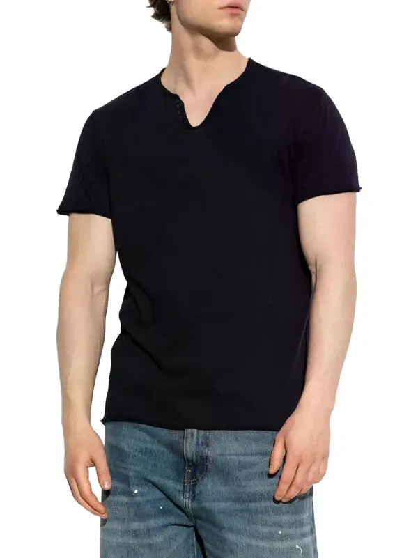 Zadig&Voltaire Monastir Button-detail T-shirt - Blue