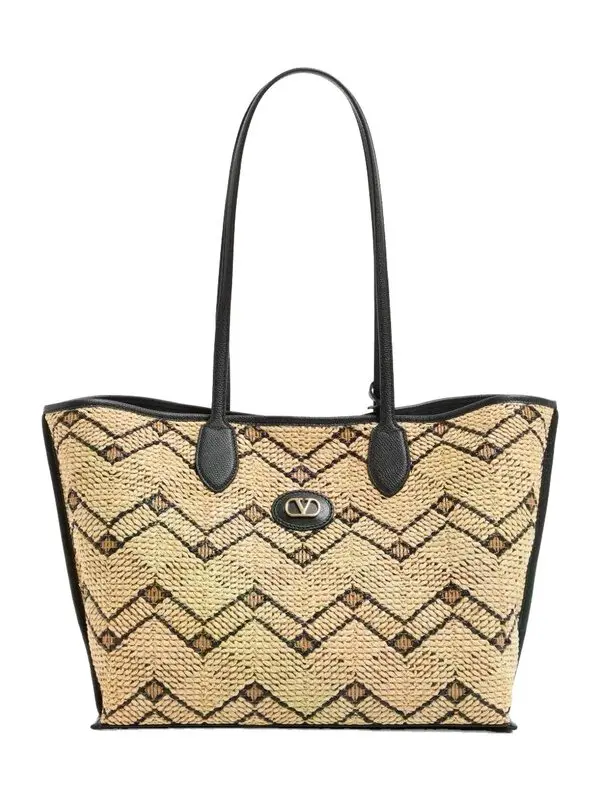 Valentino Garavani Medium Raffia Shopping Bag - Neutrals