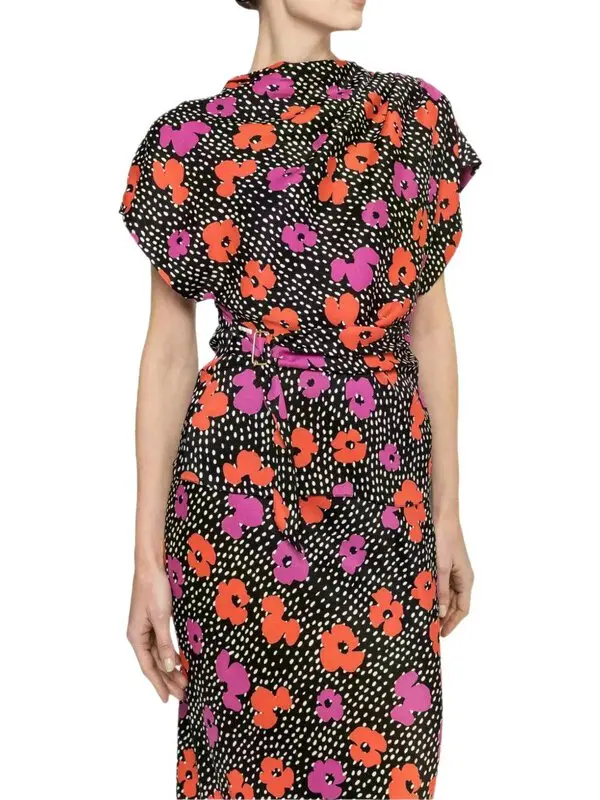 NISSA Floral Polka-dot Midi Skirt - Black
