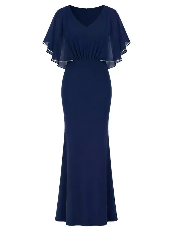 Frank Lyman Chiffon V-neck Maxi Dress - Blue