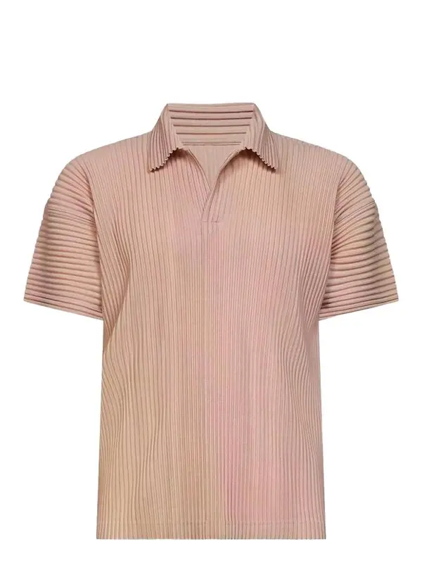 Issey Miyake Pleated Polo Shirt - Pink