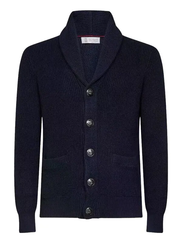 Brunello Cucinelli Solomeo Crest Shawl-collar Cardigan - Blue