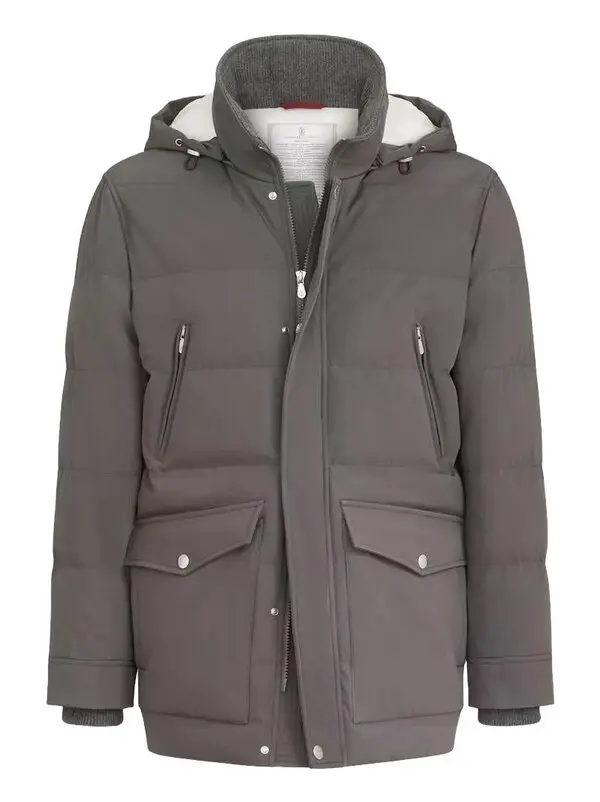 Brunello Cucinelli Padded Hooded Jacket - Grey