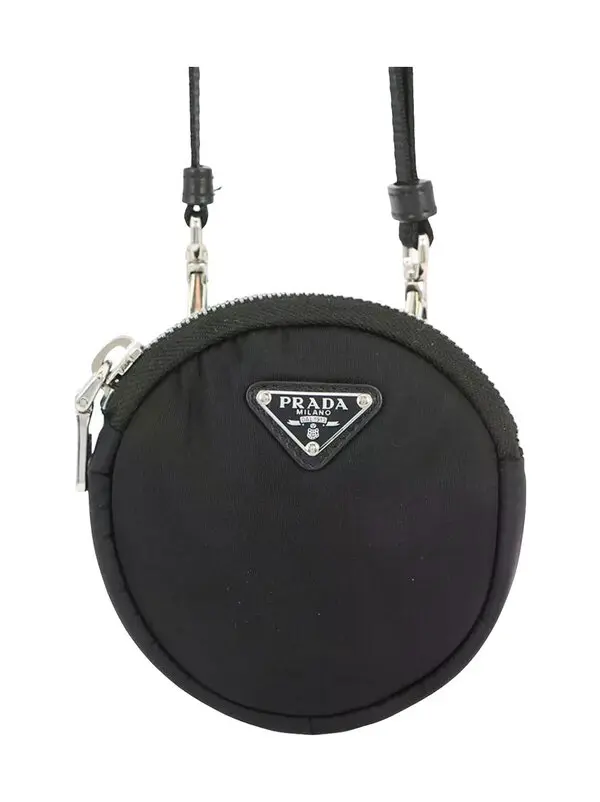 Prada Mini Tessuto Round Pouch Crossbody Bag - Black
