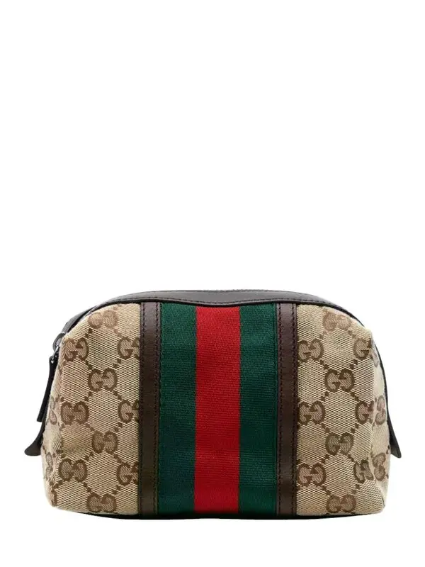 Gucci Gg Canvas Web Pouch - Neutrals